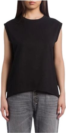 Dondup Femme, Tops, Noir, Taille: 40 FR T-shirt en jersey &agrave; col rond Regular
