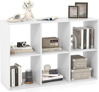 Costway Costway - Biblioth&egrave;que Cube &agrave; 2 Niveaux, Etag&egrave;re de Rangement avec 6 Compartiments Ouverte, Kit Anti-basculement, Etag&egrave;re de Pr&eacute;sentation &agrave; 6