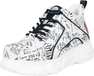 Buffalo CLD Corin Graffiti Vegan Nappa Femme Baskets Blanc/Noir EU40 Imitation Cuir