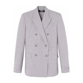 Versace Doppelreihiger Chambray-Blazer - - Jackets - Damen - Grau - L