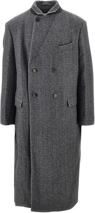 Mfpen Conference herringbone wool long coat Man M