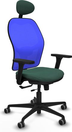 Piqueras y Crespo Ergonomischer Stuhl mit 3D-Armlehnen, h&ouml;henverstellbarer Lendenwirbelst&uuml;tze und festem Kopfteil, ausgestattet mit Syncro/Traslack und injiziertem Scha