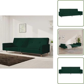 vidaXL The Living Store - Schlafsofa 2-Sitzer mit 2 Kissen Dunkelgr&uuml;n Samt - Samtsofa - Schlafsofa - G&auml;stebett - Wohnzimmersofa - Couch
