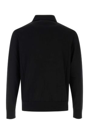 Burberry Mens Black Wool Polo Shirt Exterior: Maglieria Sweater