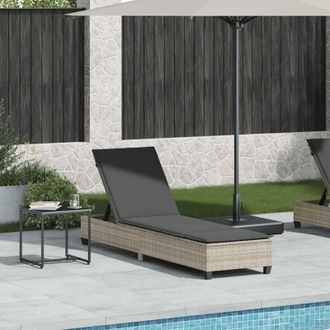 vidaXL Vidaxl - Sonnenliege mit Auflagen Hellgrau 55x200x25,5cm Poly Rattan