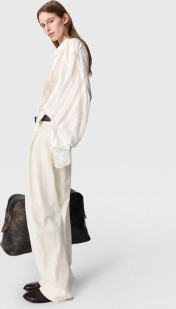 Stella McCartney Oversized Sheer Striped Panelled Shirt, Woman, White, Size: 40