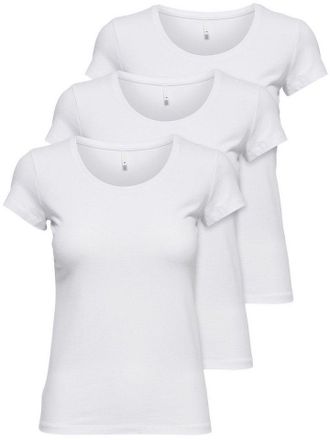 Only T-Shirt ONLLIVE LOVE NEW (3-tlg., 3er Pack) Figur betont, elastische Baumwollqualität