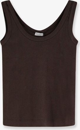 Brunello Cucinelli Cotton blend tank top with back monili detail - BRUNELLO CUCINELLI - gender_Woman