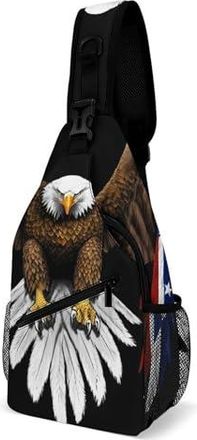 Generic Sacoche Bandouliere Eagle &agrave; t&ecirc;te blanche Drapeau am&eacute;ricain patriotique Multifonction Sling Sac &agrave; Bandouli&egrave;re Durable Sling Sac &agrave; Dos pour Homme Campin