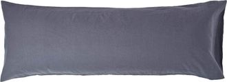 Homescapes Leinen Seitenschl&auml;ferkissen-Bezug dunkelgrau 48x136 cm, Halbleinen Kissenh&uuml;lle Hotelverschluss, 60% Leinen & 40% Baumwolle