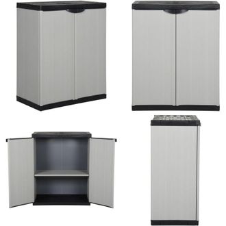 vidaXL Garten-Lagerschrank mit 1 Boden Grau und Schwarz 68x40x85 cm - Gartenschrank - Lagerschank - Outdooraufbewahrung - Stauraum - PVC - Home & Living