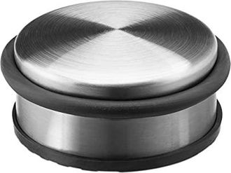 Relaxdays Türstopper Edelstahl Boden, Türfeststeller mit Gummiring, Türpuffer Gummi, HxBxT: 4,5 x 10 x 10 cm, silber