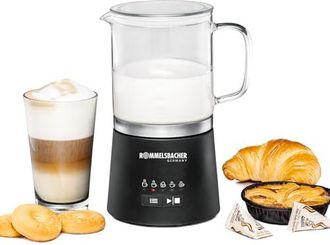 Rommelsbacher Milchaufschäumer MS 625, elektrisch, 500 ml zum Verrühren, Glaskanne, 250 ml zum Schäumen, 5 Programme, heiß & kalt schäumen oder verrühren