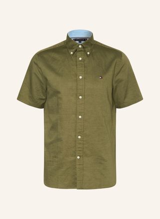 Tommy Hilfiger Kurzarm-Hemd Regular Fit Mit Leinen gruen