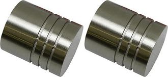 Gardinia Endkn&ouml;pfe f&uuml;r Gardinenstangen, 2 x Endst&uuml;ck Zylinder, Serie Chicago, Metall, Edelstahl-Optik, Durchmesser 20 mm (Packung mit 2)