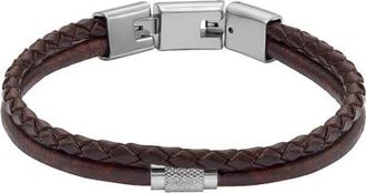 Fossil Bracelet homme en acier inoxydable ou en cuir avec fermoir rabattable