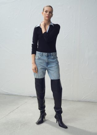 Mango Kombinierter Pullover mit Hemdkragen marineblau - Damen - XS - MANGO