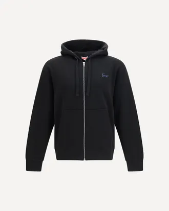 Kenzo Kenzio Signature Embroidered Cotton Zip Hoodie Male XL