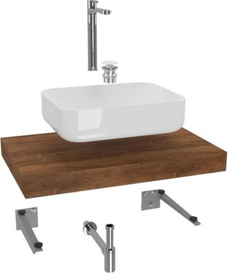 Puma Naturel - SAT-Badezimmerset mit Dolce-Untersp&uuml;lplatte 80x8x50 cm Charleston-Eiche KSETDO7