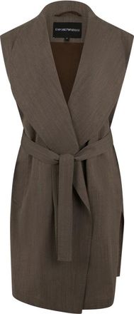 Emporio Armani Femme, Vestes, Brun, Taille: 42 FR Manteau sans manches en laine vierge fra&icirc;che avec ceinture