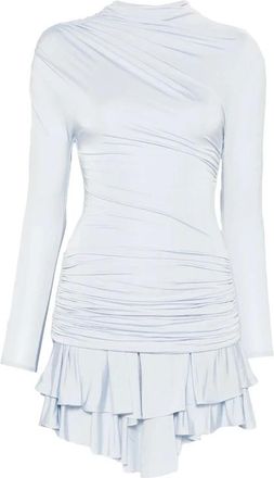 Self Portrait Femme, Robes, Bleu, Taille: 34 FR Ruffled Hem Short Dress