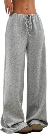 Generic Pantalon de d&eacute;tente pour femme, pantalon ray&eacute;, pantalon de surv&ecirc;tement &agrave; jambes larges, pantalon ample pour femme, pantalon de surv&ecirc;tement mignon, gri