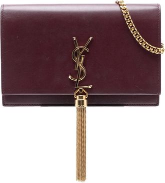 Saint Laurent Hobo Bags - Smooth Calfskin Monogram Kate Tassel Wallet on Cha - Gr. unisize - in Rot - f&uuml;r Damen