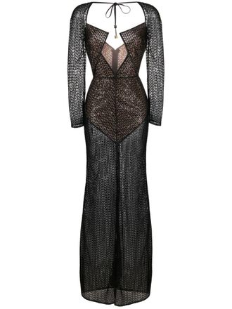 Elisabetta Franchi Maxikleid mit Pailletten - Schwarz