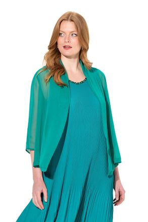 Ulla Popken Damen, große Größen, Chiffonjacke, Oversized, Schalkragen, 3/4-Arm