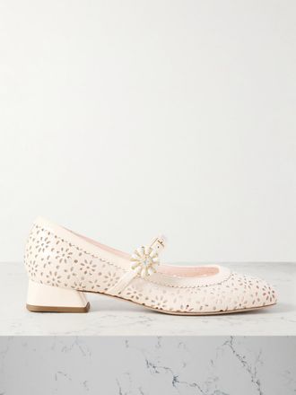 Roger Vivier New Tr&egrave;s Vivier Mary-jane-pumps Aus Perforiertem Leder - Wei&szlig;
