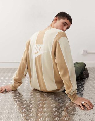 Nike Club - Sweat rayé - Beige-Neutre