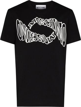 Moschino Homme, Tops, Noir, Taille: 2XL 1555 Shirt Nera Logo