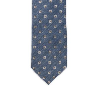 Barba Geometric Silk-Linen Necktie - Blue