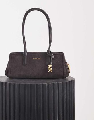 Michael Kors sac port&eacute; &eacute;paule Laila en daim marron chocolat