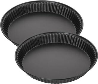 Zenker 9915150 Lot de 2 moules à quiche lorraine, moule à tarte, moule à tarte 28 cm, moule pour quiche, Acier, Noir, 28 x 4 cm