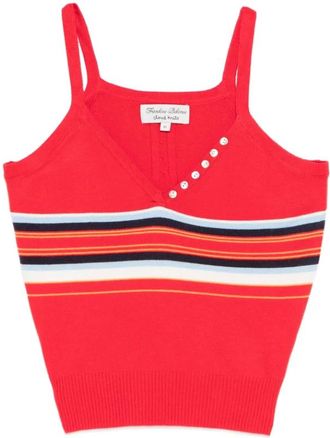 Frankies Bikinis Femme, Tops, Rouge, Taille: 38 FR Striped Button Tank Top