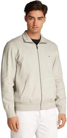 Tommy Hilfiger Sweat avec Fermeture Éclair Homme Essential Fleece Col Montant, Beige (Heathered Oatmilk), XL