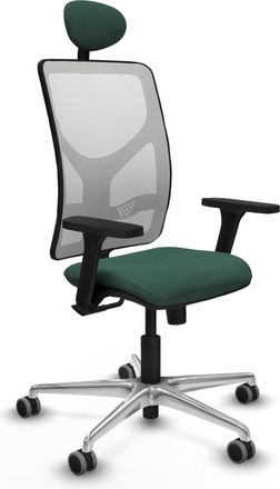 Piqueras y Crespo B&uuml;rostuhl, gr&uuml;n, mit 3D-Armlehnen, h&ouml;henverstellbarer Lendenwirbelst&uuml;tze und festem Kopfteil, ausgestattet mit Sincro 3 Positionen und Schneideschaum,