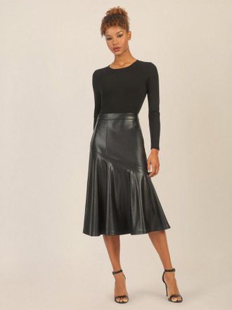 Apart Midikleid mit Kunstleder-Rock in Bahnenoptik