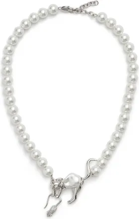 Marc Jacobs Femme, Accessoires, Gris, Taille: ONE Size Cat And Mouse Pearl Necklace