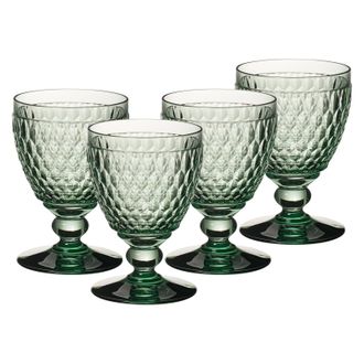 Villeroy & Boch Boston Coloured Wassergl&auml;ser Green 4er Set, 400 ml, Farbige Trinkgl&auml;ser mit Facettenmuster, Kristallglas f&uuml;r Softdrinks, Sp&uuml;lmaschinengeeignet, Gr&uuml;n