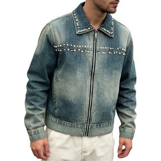 Generic Veste en jean slim pour homme, id&eacute;ale pour le printemps et lautomne. Design personnalis&eacute;, &eacute;l&eacute;gante et polyvalente. Bleue, taille 3XL