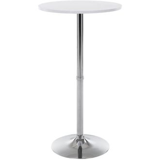 Clp Table de support ronde moderne 108 cm - Plateau en bois et structure m&eacute;tal chrom&eacute; - Diam&egrave;tre 60 cm - Pour bars et bistrots