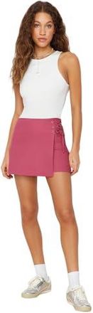 Trendyol Women Basic High Waist Skinny Fit Skort Shorts, Purple, 38 Femme
