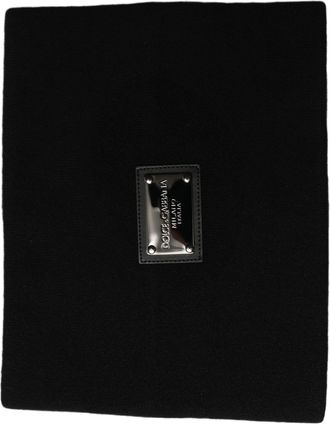 Dolce & Gabbana Logo Plaque Cashmere Scarf - Black