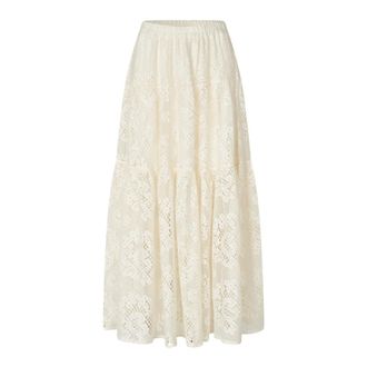 Lollys Laundry Bestickter Maxirock in Creme - - Skirts - Damen - Beige - S