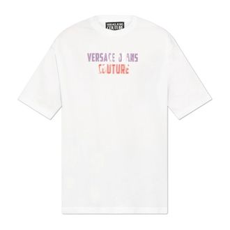 Versace Jeans Couture T-Shirt mit Logo-Print - - Tops - Herren - Wei&szlig; - L