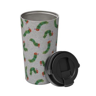 Generic Isolierbecher Mit Griff Gr&uuml;ne Raupe Becher Aus Edelstahl Mit Deckel Personalisierte Autobecher, F&uuml;r Kaffee Oder Tee, Wasser, Kinder, 17Oz