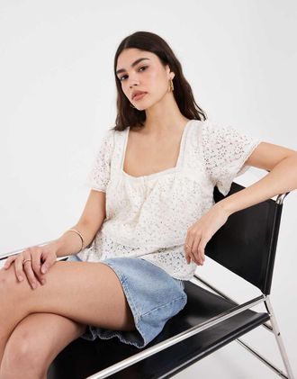 Levi's Spitzenbluse in Wei&szlig;