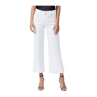 Paige Weite Bein Knopfdetail Jeans - - Jeans - Damen - Wei&szlig; - W27